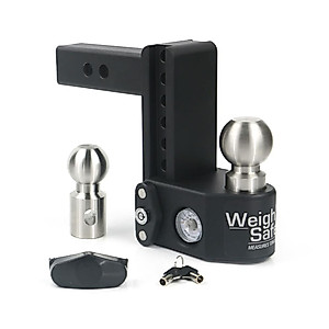 Weigh Safe Adjustable Trailer Hitch Ball Mount - 6" Adjustable Drop Hitch for 2" Receiver - Premium Heavy Duty Steel Trailer Tow Hitch with Built in Weight Scale for Anti Sway - 15,000 GTW