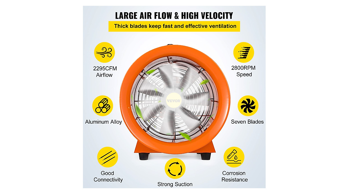 VEVOR Utility Blower 12 inch Ventilator Blower 2800RPM Extractor Fan ...