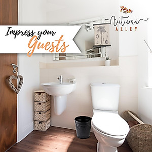 Autumn Alley Black Trash Can for Bathroom, Round Open-Top Bathroom Trash Basket Black Stylish Metal Black Waste Basket for Bedroom, Office Bathroom Accessories, Black