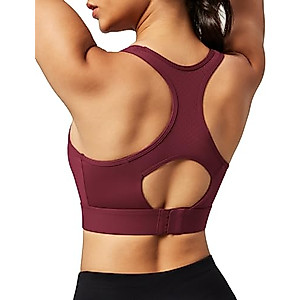 Ewedoos High Impact Sports Bras for Women High Support Push up Sports Bra Racerback Sports Bras Workout Bra Running Bra Maroon