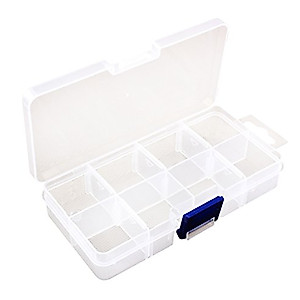 UPSTORE 8 Grids Transparent Plastic Jewelry Accessories Portable Storage Box Crafts Organizer Holder with Adjustable Dividers (Small)