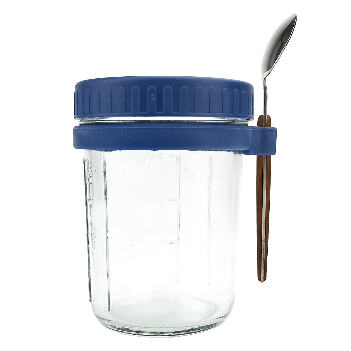 Overnight Oats Jars with Lid and Spoon 380ml Overnight Oats Jars Reusable Yogurt Holder and Cereal Mason Jars with Meter for Salads Milk Cereal Fruit etc (1) (A)