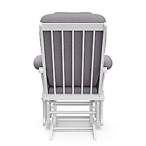 Storkcraft Tuscany Custom Glider and Ottoman with Free Lumbar Pillow (White/Slate Gray Swirl) - Cleanable Upholstered Comfort Rocking Nursery Chair with Ottoman