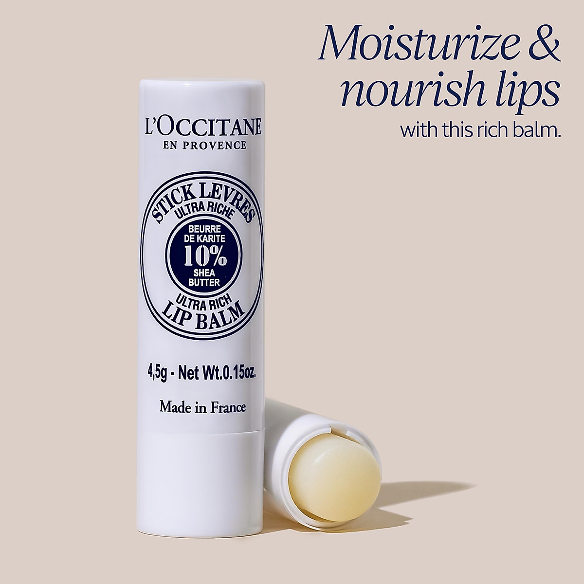 L'Occitane Ultra-Rich 10% Shea Butter Nourishing Lip Balm Stick, 0.07 oz (Pack of 1)