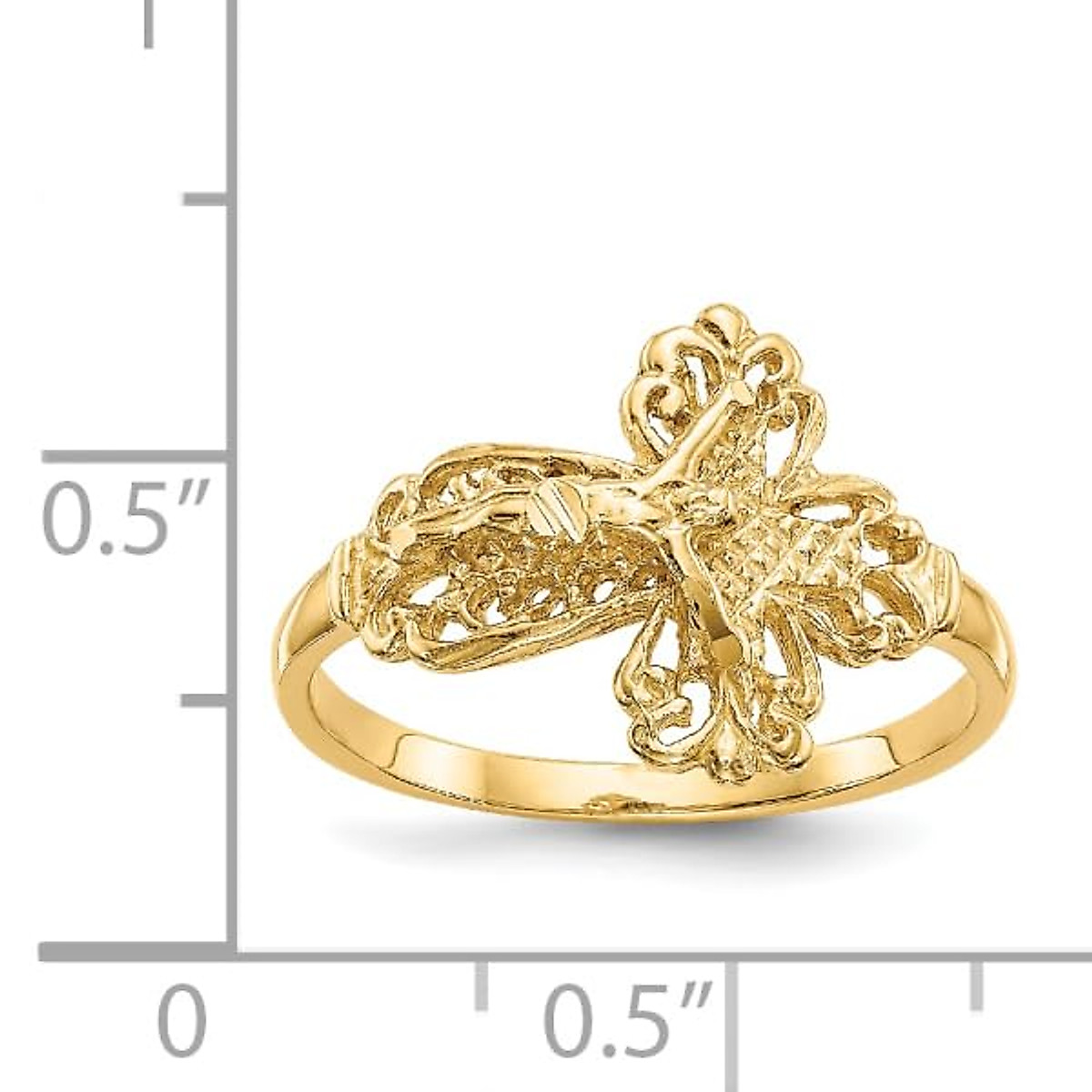 IceCarats 14K Yellow Gold Lord Jesus Christ Crucifix Holy Cross Ring Christian Religious Band Size 6.00