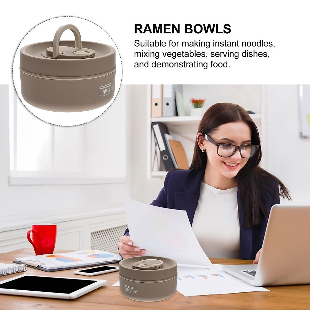 Hemoton Soup Cup Lunch Soup Bowl Insulated Stainless Steel Food Jar Soup Container with Handle Lunch Cup for Adults and Students to Carry Lunch Container