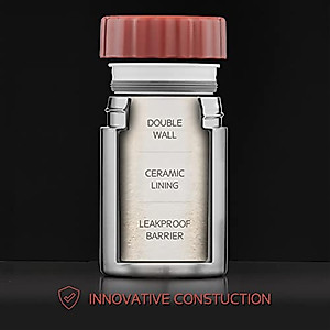 Earthmade Stainless Steel Insulated Food Container,13 oz Food Thermos for Hot Soup & Cold Fruit, Ceramic Interior, Silicone spoon Eco-Friendly