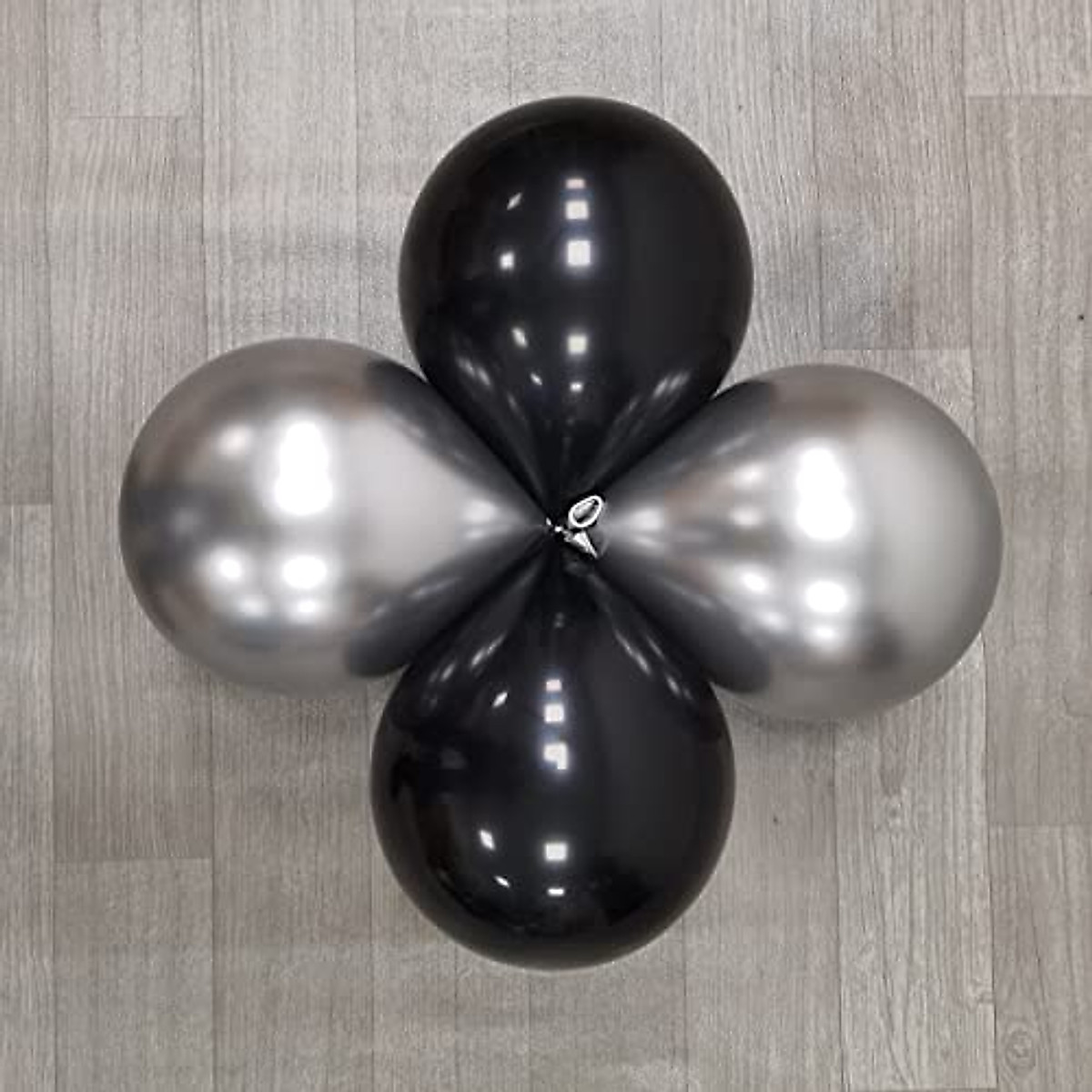 MOXMAY Balloon Column Kit - Set of 2 Balloon Columns with Stand Base and Pole Balloon Tower Backdrop Decoration for Wedding Baby Shower Birthday Party 100 Balloons Included(Silver Black)