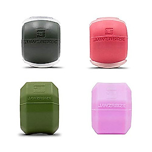 Jawzrsize Athletic Bundle Jaw Enhancer - Jaw, Face, and Neck Exerciser, Helps Reduce Stress and Cravings - Facial Exercise (Pop N Go & Custom Fit (Beg., Int., & Elite), Pink and Green)