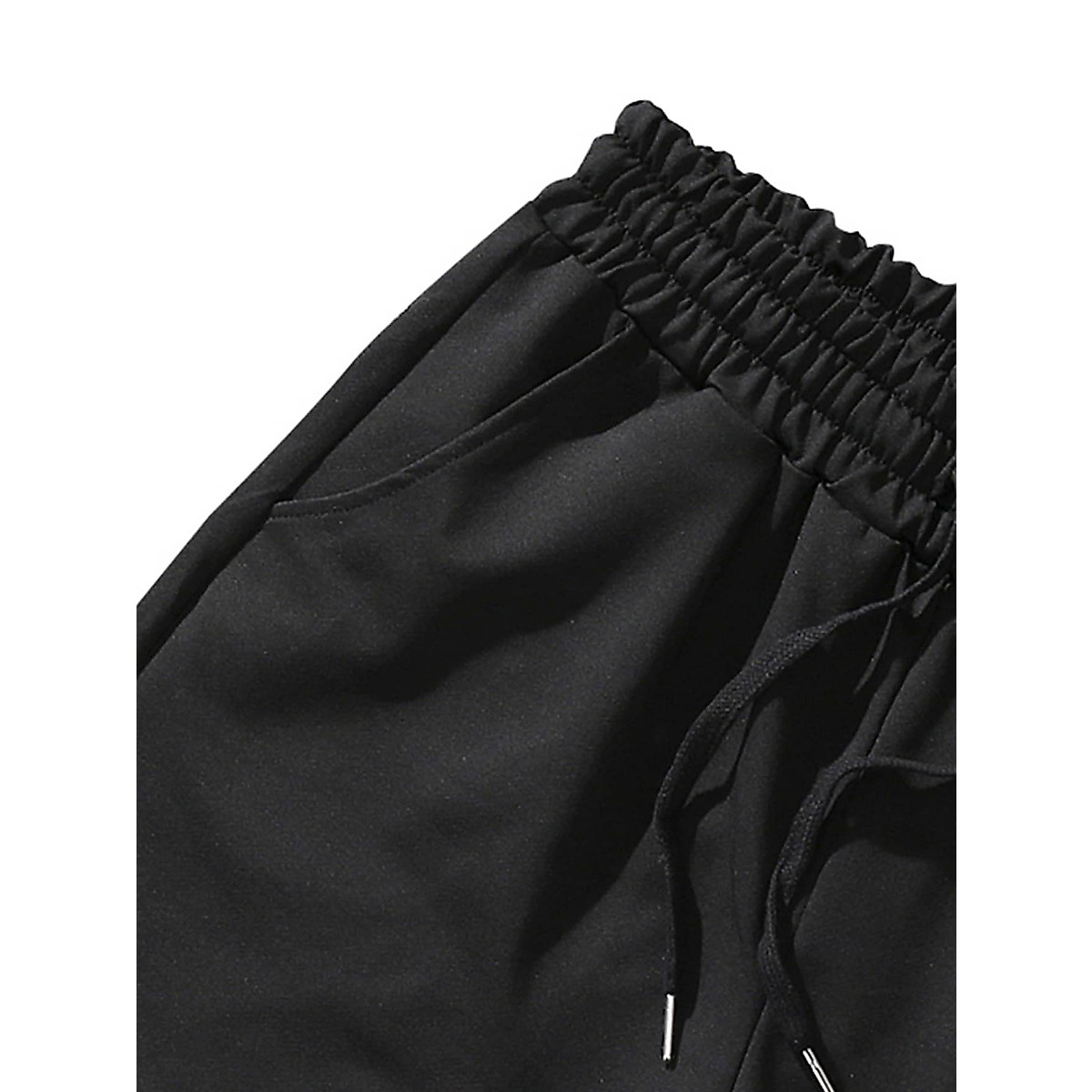 SOLY HUX Men's Cartoon Print Drawstring High Waisted Sweat Shorts Casual Summer Track Shorts with Pocket Black L