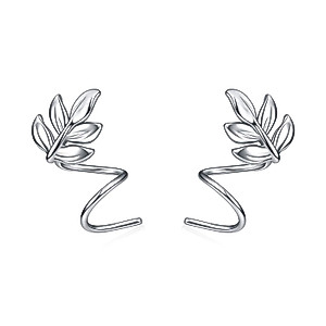Leaf Crawler Earrings Sterling Silver Leaves Wrap Earrings Leaf Cuff Earrings Stud Ear Climber Ear Gifts for Women Teen Girls