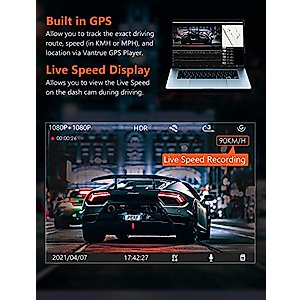 Vantrue S1 4K Dual Dash Cam, Front and Rear 1080P GPS Dash Camera for Trucks with 24 Hours Parking Mode, Enhanced Night Vision, Motion Detection, Super Capacitor, Single Front 60fps, Support 256GB Max