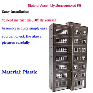 ATINGSHOKB HO Scale Building 1:87 DIY Train Railway Modern Tall Business Buildings Office House Assembled Architectural for Model Train Layout (Brown)