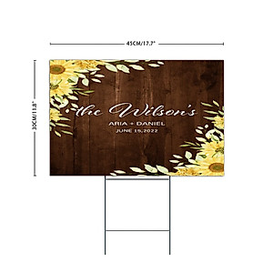 Autravelco Welcome to Our Wedding Yard Signs with Stakes 12x18 Inch Display Date & Couple Name Customized Lawn Signs with Stakes for Rent House Party Supplies Décor