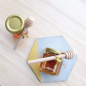 Adabocute 20 Pack Mini Honey Jars - Elegant Glass Honey Pot With Honey Dipper, Gold Lid, Bee Pendants and Jutes - Perfect For Baby Shower Favors, Wedding Favors