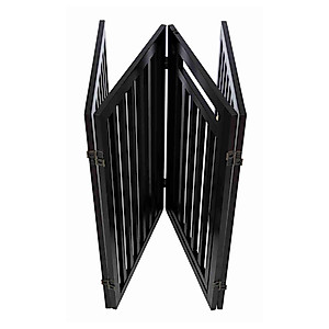 TRIXIE Freestanding 4-Panel Pet Gate, Foldable Pet Barrier Fence, Convertible Pet Pen, 32-in Tall, Walk Through Door, Brown