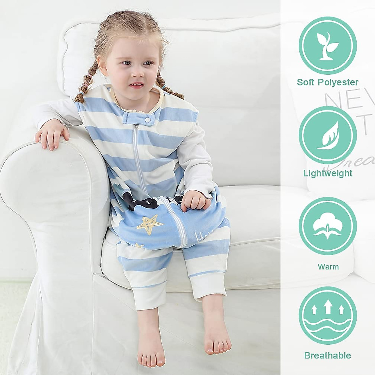 MICHLEY Unisex Baby Wearable Blanket Autumn Winter Toddler Sleeveless Sleeping Bag with Feet,Huanxiong,3-5T