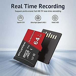 LaView 64GB Micro SD Card 2 Pack, Micro SDXC UHS-I Memory Card – 95MB/s,633X,U3,C10, Full HD Video V30, A1, FAT32, High Speed Flash TF Card P500 for Computer with Adapter/Phone/Tablet/PC