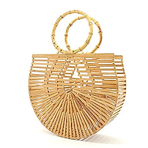 Miuco Womens Bamboo Handbags Handmade Purses Tote Bag Small