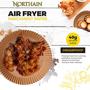 Air Fryer Liners 100 PCS with Cheat Sheet,Raised Edge Sheets Keep AirFryer Basket Clean,Compatible with Oven, Steamer & Crockpots