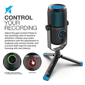 JLab Talk USB Microphone | USB-C Output | Cardioid, Omnidirectional, Stereo or Bidirectional | 96k Sample Rate | 20Hz - 20kHz Frequency Response | Volume, Gain Control, Quick Mute | Plug & Play