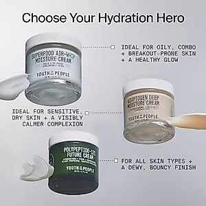 Youth To The People Air-Whip Moisture Face Cream - Gel Moisturizer & Face Primer - Lightweight Green Tea + Hydrating Hyaluronic Acid Moisturizer - Plumping, Anti-Aging, Sensitive Vegan Skincare (2oz)