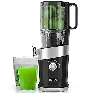 Cold Press Juicer, Aeitto Juicer Machines with 4.9" Wide Mouth, Slow Juicer for Whole Fruits & Vegetables, Easy to Clean, Juice Extractor Self Feeding, Easy to Assemble