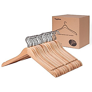Topline Classic Wood Shirt Hangers - 30-Pack (Natural Finish)