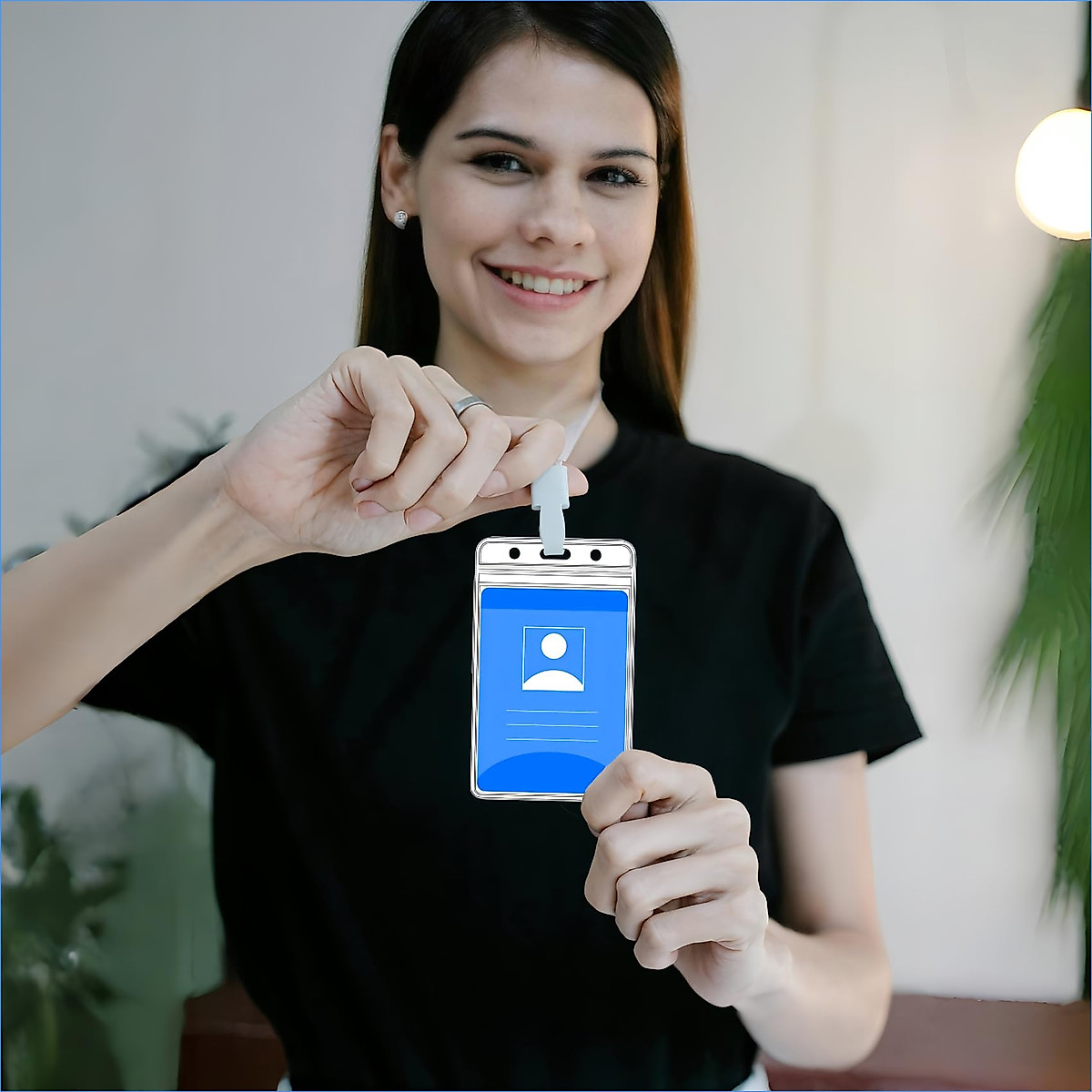 Vertical ID Badge Holders Sealable Waterproof Clear Plastic Holder, for RFID/Proximity/Badge Swipe Cards or Credit Card/Driver's License (Transparent-6pcs)