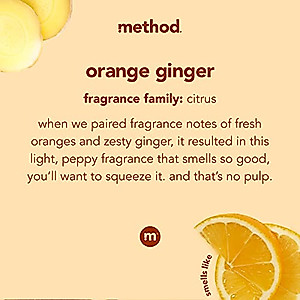 Method Foaming Hand Soap Refill, Orange Ginger, Recyclable Bottle, Biodegradable Formula, 28 fl oz (Pack of 4)