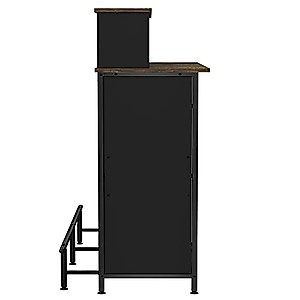 GDLF Home Bar Unit Mini Bar Liquor Bar Table with Storage and Footrest for Home Kitchen Pub (Brown)