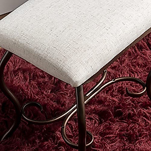 Linon Dark Metal Set Table with Upholstered Stool Clarisse Vanity, 52.4" x 31.8" x 18.3"