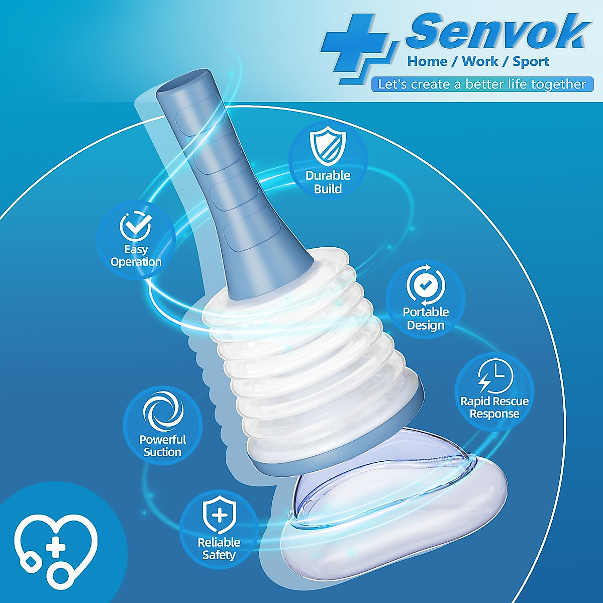 Senvok Choking Rescue Device, Anti Choking Device for Kids and Adults, Portable Airway Suction Device, Choking First Aid Device for Home & Travel