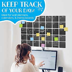 MMFB Black Board Sticker Dry Erase, Chalkboard Wallpaper Stick and Peel Adhesive Roll with 5 Chalks for Wall, Tables, Schools, Home (17.8" X 90.5", 1 Pack)