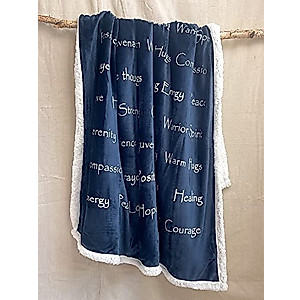 WOLF CREEK BLANKET Co. - Compassion Blanket - Strength Courage Super Soft Warm Hugs, Get Well Gift Blanket Healing Thoughts Positive Energy Love & Hope & Fluffy Comfort (50 x 65 Navy Blue)