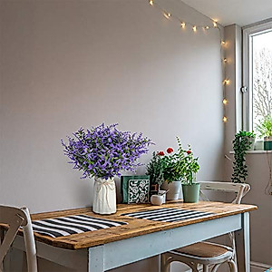 Artificial Flowers Lavender 8 Bundles,Fake Flowers Lavender, Plastic Flowers Artificial for Decoration,Wedding,Garden,Patio,Purple