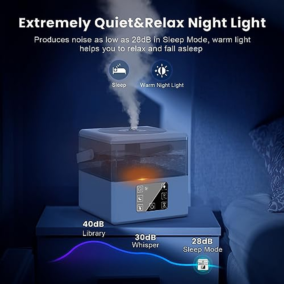 TOPNERIC Humidifiers for Bedroom, 6L Top Fill Humidifier Large Room Cool & Warm Mist Humidifiers for Home Baby Nursery Indoor Plants, Quiet Air Humidifier with Timer, Smart Mode, 360° Nozzle, Light