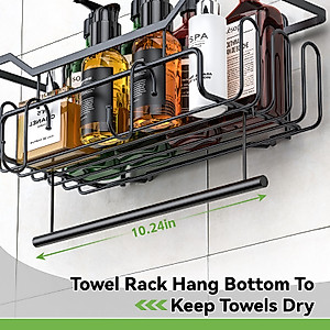 Uamector Shower Caddy Shelves Bathroom Organizer, 2 Pack Adhesive Rustproof Stainless Steel Black Shower Shelf for Inside Shower, No Drilling Wall Mount Shower Organizer Storage for Kitchen