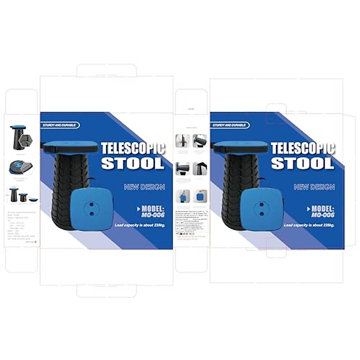 Hesanzol Square Telescopic Stool Portable Retractable Folding Stool Lightweight and More Sturdy Collapsible Stool for Adults Indoor Outdoor Load Capacity 500lbs (Square-Black)