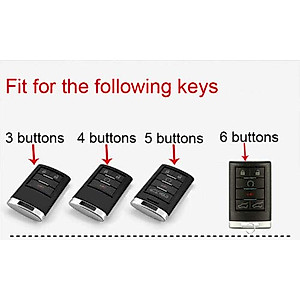Royalfox 4 5 6 Buttons Luxury Aluminum Metal Key Fob case Cover for Cadillac SRX DTS STS XTS CTS Escalade ,Chevrolet C7 Corvette Silver