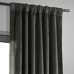 HPD Half Price Drapes Signature Blackout Velvet Curtains 96 Inches Long Heat & Full Light Blocking Blackout Curtain for Bedroom & Living Room (1 Panel), 50W x 96L, Gunmetal Grey