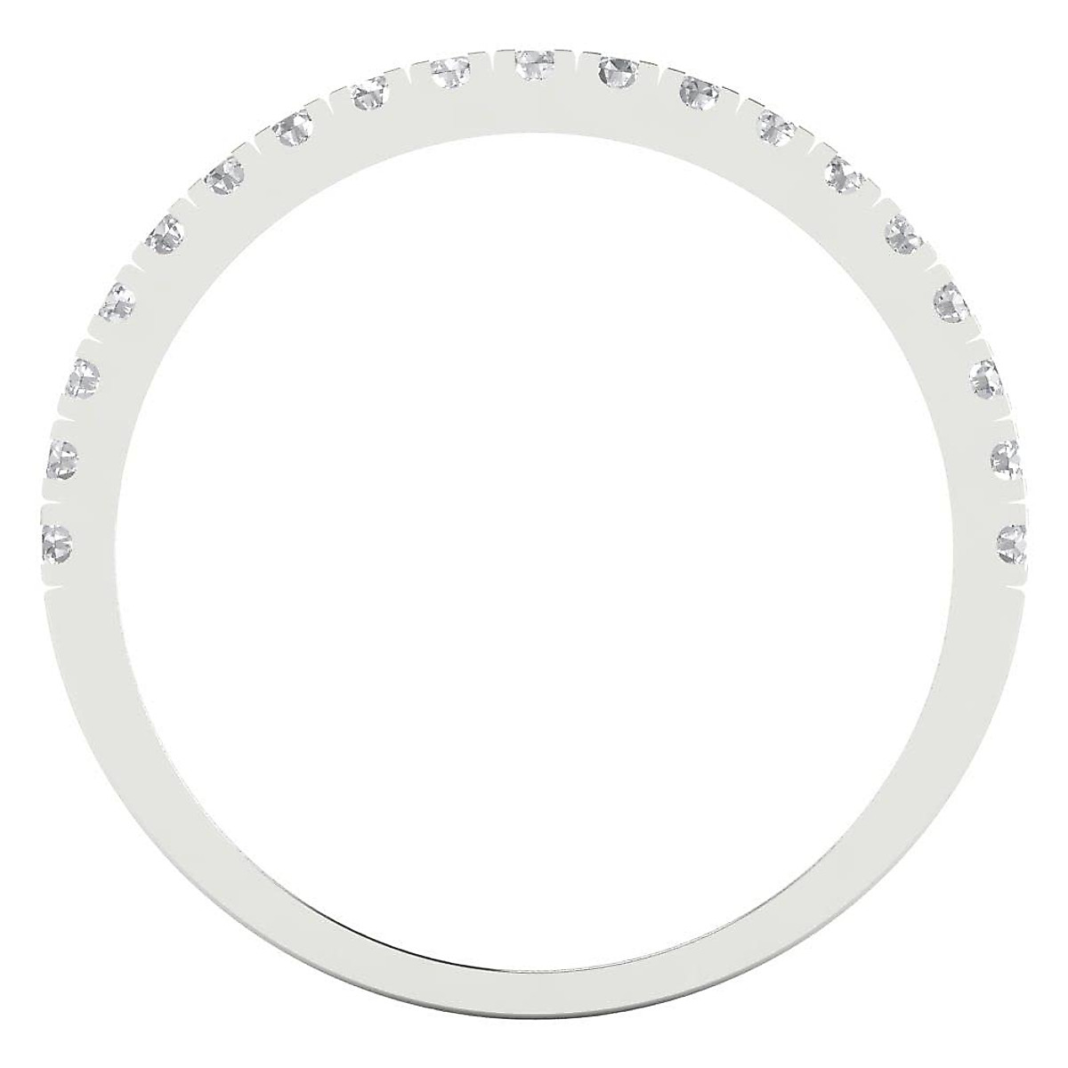 0.57 ct Round Cut Clear Simulated Diamond 14k White Gold Stackable Wedding Engagement Designer Anniversary Ring Band Sz 5.5