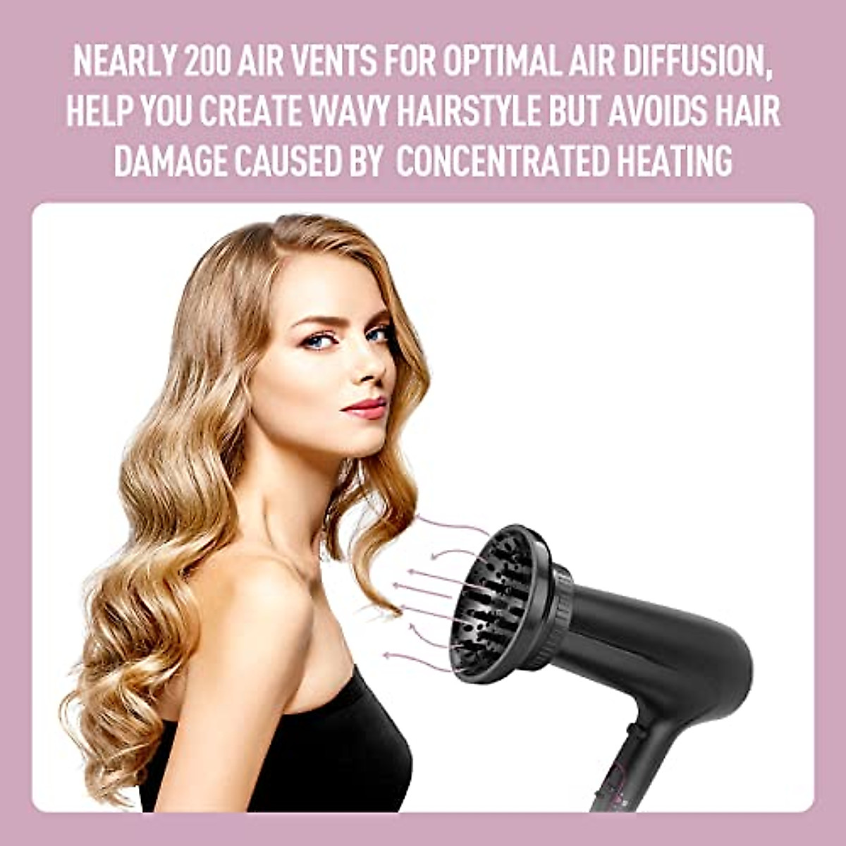 Hair Diffuser, Diffuser Attachment for Hair Dryer, Hair Diffuser For Curly Hair, Diffuser Hair Dryer, Universal Blow Dryer Defuzzer 1.4-2.4'' Nozzle, Anniversary Birthday Gifts for Women Her