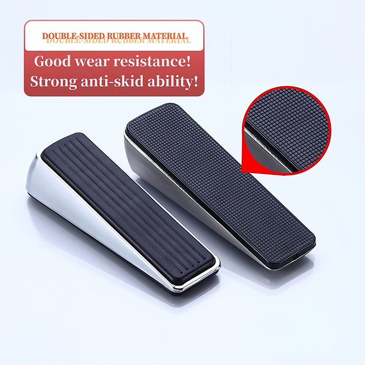 CQDAMENG - Door Stop - Door Stop Wedge - Made of Metal Good Zinc Alloy - Complimentary Two Anti-Collision mats in The Same Color - Restroom, Bedroom, Kitchen