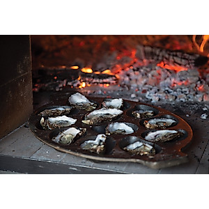 Outset 76225 Cast Iron Oyster Grill Pan, 12 Cavities, Black