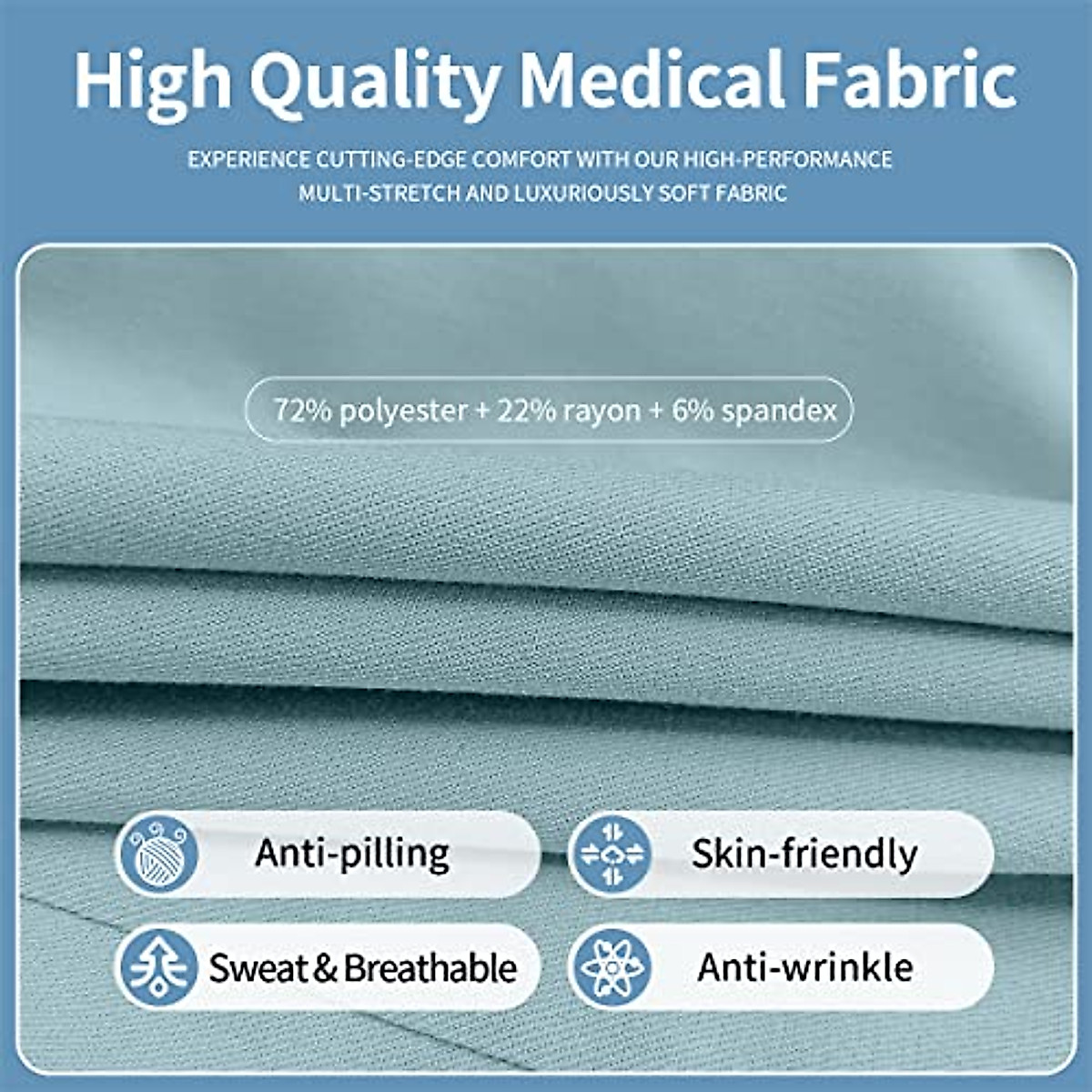 VIAOLI Scrubs for Women Set Stretchy V-Neck Scrubs Top and Jogger Pants with Drawstring 8 Pocket Womens Scrubs (Light Blue,S,Small)