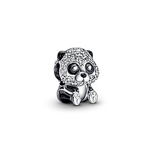 Pandora Sparkling Cute Panda Charm Bracelet Charm Moments Bracelets - Stunning Women's Jewelry - Gift for Women - Made with Sterling Silver, Cubic Zirconia & Enamel