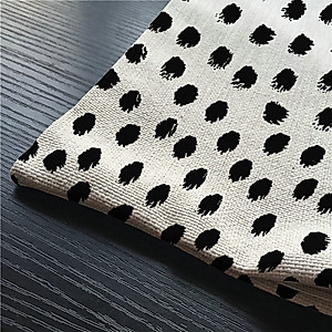 Smooffly Polka Dots Decorative Throw Pillow Cover Case,Brush Strokes Dots Cotton Linen Outdoor Pillow Cases Oblong Rectangle Cushion Covers for Sofa Couch Bed Car 12x20 inch Black