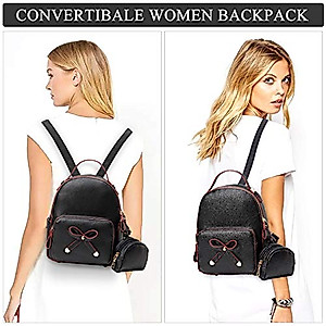 VASCHY Mini Backpack Purse, Cute Small Bow-knot Backpack for Teen Girls,Women and Girls with Detachable Coin Pouch Black