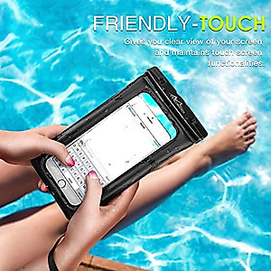 MoKo Floating Waterproof Phone Pouch Holder, Floatable Phone Case Dry Bag with Lanyard Armband Compatible with iPhone 14 13 12 11 Pro Max X/Xr/Xs Max,8/7/SE 3,Samsung S21/S10/S9/S8, Black